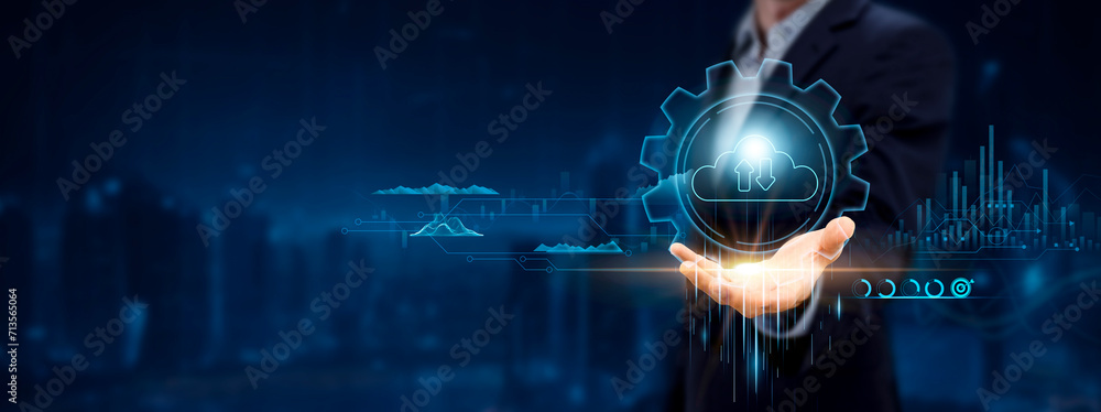 Backup. Businessman Holding Icon with Security Measures, Ensuring ...