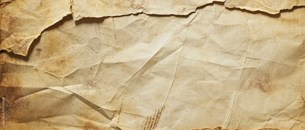 Vintage paper texture background, old yellow parcel wrapper with torn ...