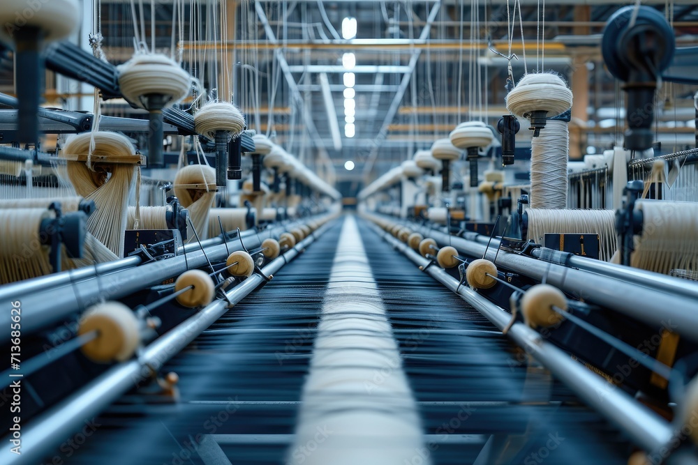 Stock-Foto „Spinning machines and looms in a textile manufacturing ...