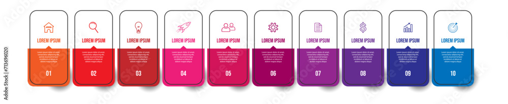 Vector Infographic label design template with icons and 10 options or ...