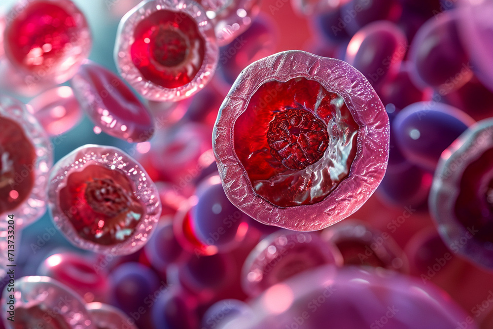 Macro of blood cells showing extreme close-up, Red blood cells, 3D ...