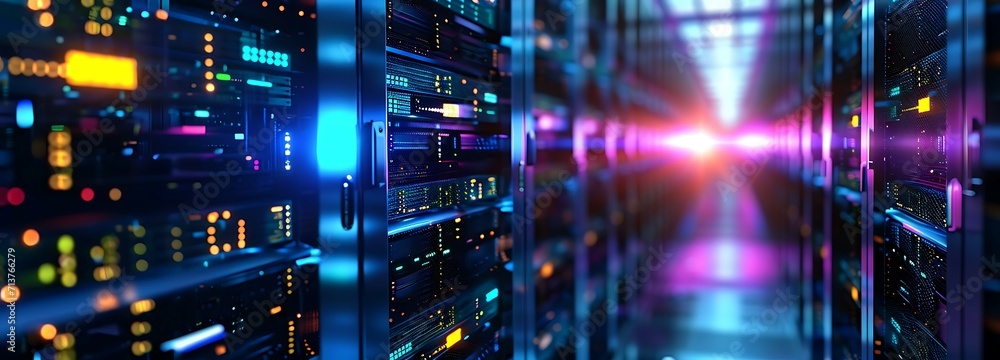 Data center and network devices in high performance operation Stock ...