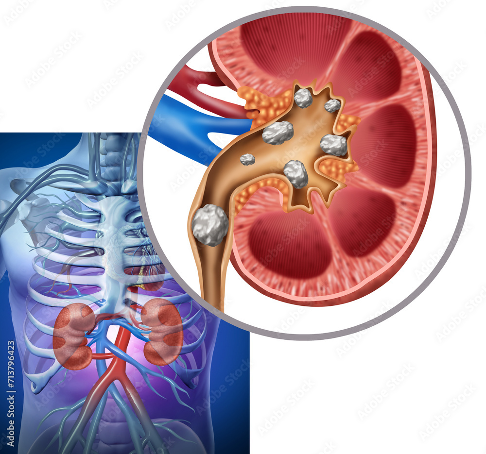 Nephrolithiasis or renal calculi as Kidney stone deposits medical ...