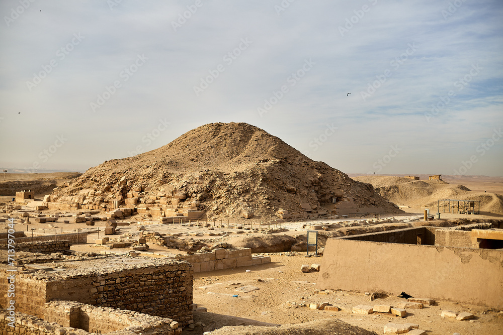 The remains of the pyramid of Unas from Vth Dynasty inside which the ...