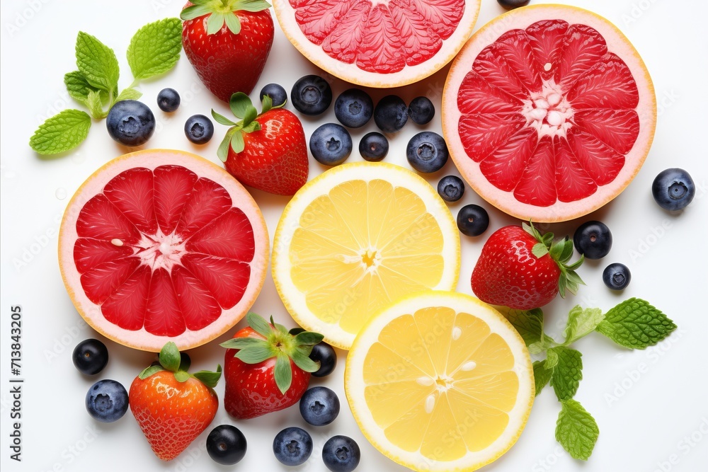 Colorful summer fruit composition. Fresh and healthy eating concept ...