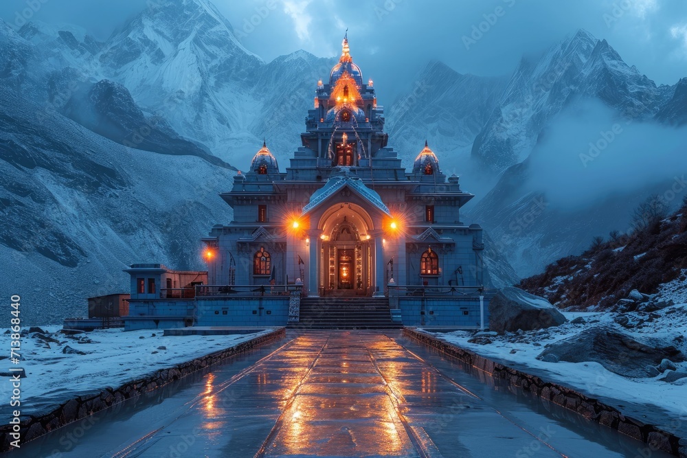 Front view of Kedarnath Temple Stock Photo | Adobe Stock