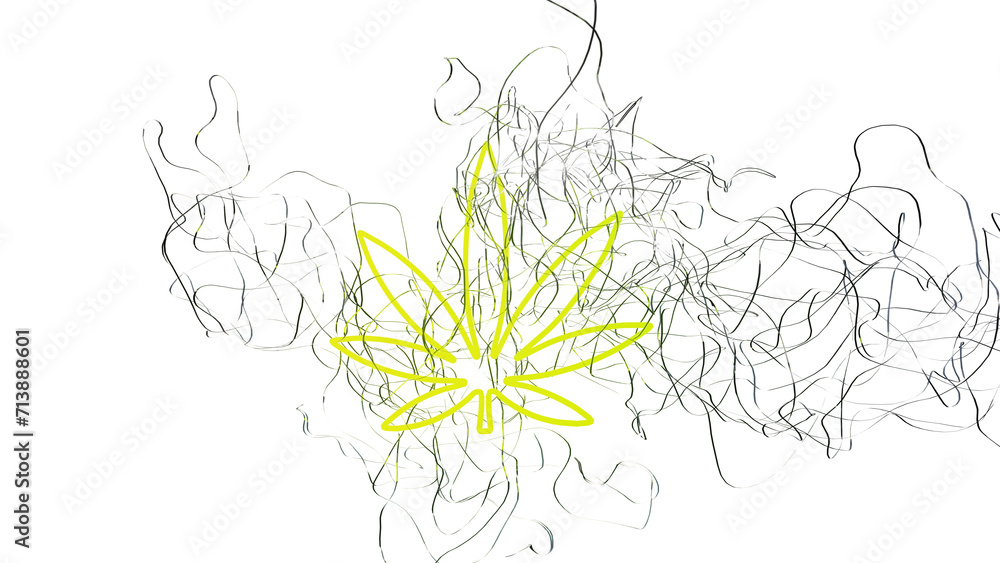 Neon Leaf, Liquid Embrace: A vibrant cannabis leaf, ablaze in neon ...