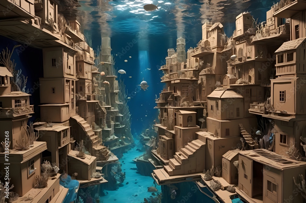 Cardboard City Underwater Wonderland. A cardboard ocean where whimsical ...