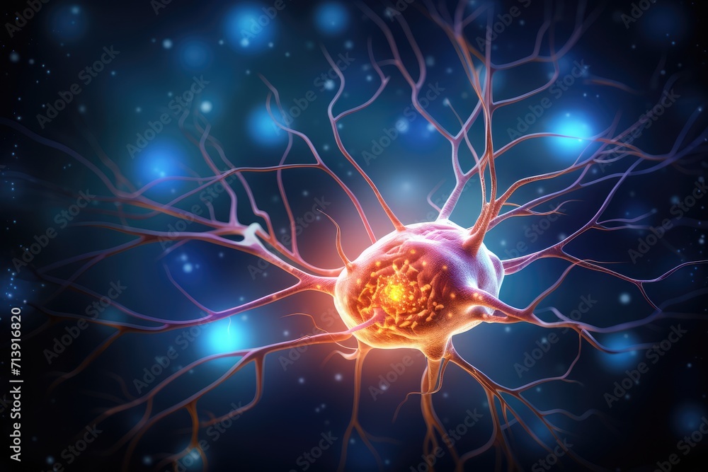 Neural Colorful Brain Nerve Cell Energy Connection, Brain Dots Pattern ...