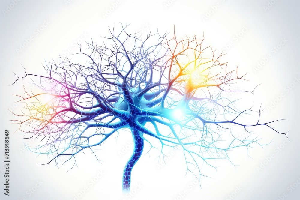 Neuronal network neurons, brain synapses connections to Peripheral ...