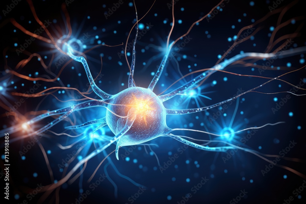 Neuronal network neurons, brain synapses connections to Peripheral ...