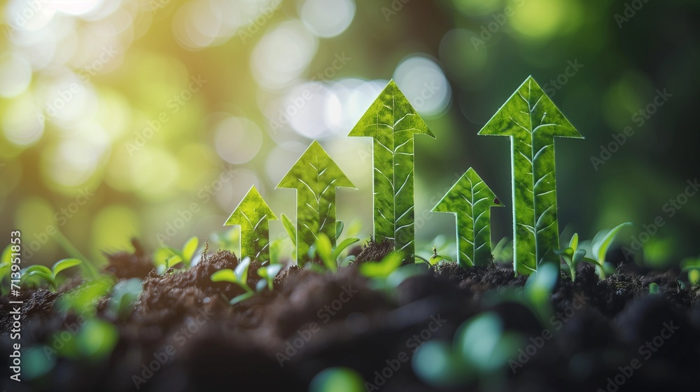 Illustration of upward-pointing arrows made of lush green grass ...