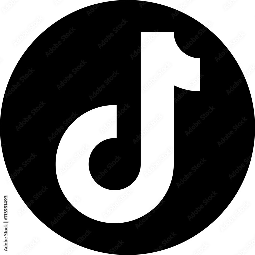 Tiktok logo. Realistic social media icon logotype. Tik Tok flat Icon ...