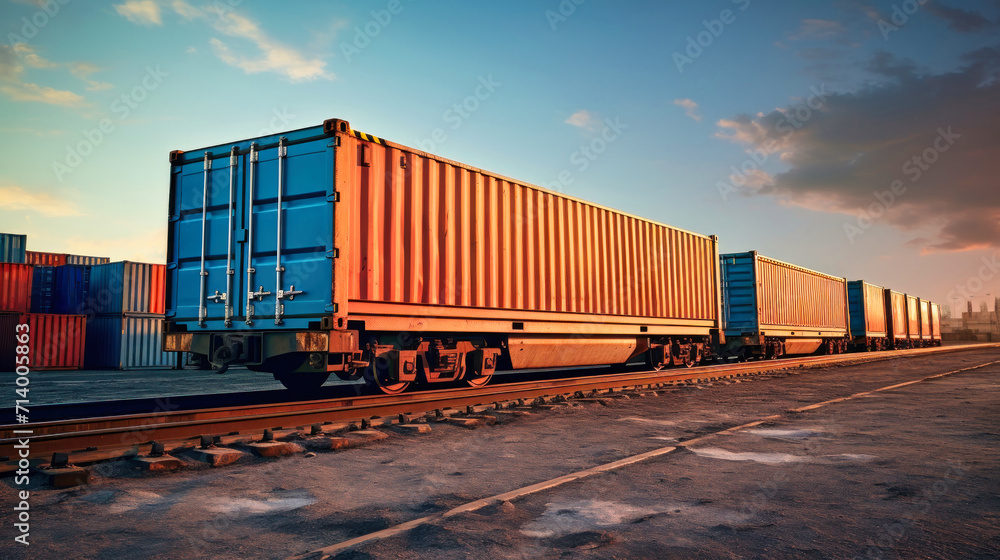 Container box from cargo ship for import-export, logistics concept. Sea ...