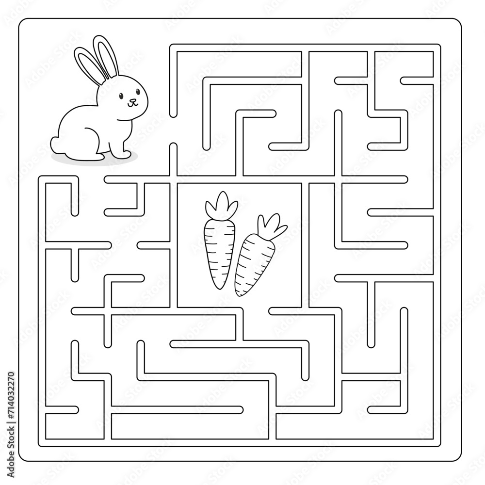 Easy maze game for kids. Help the rabbit find the way to the carrot ...