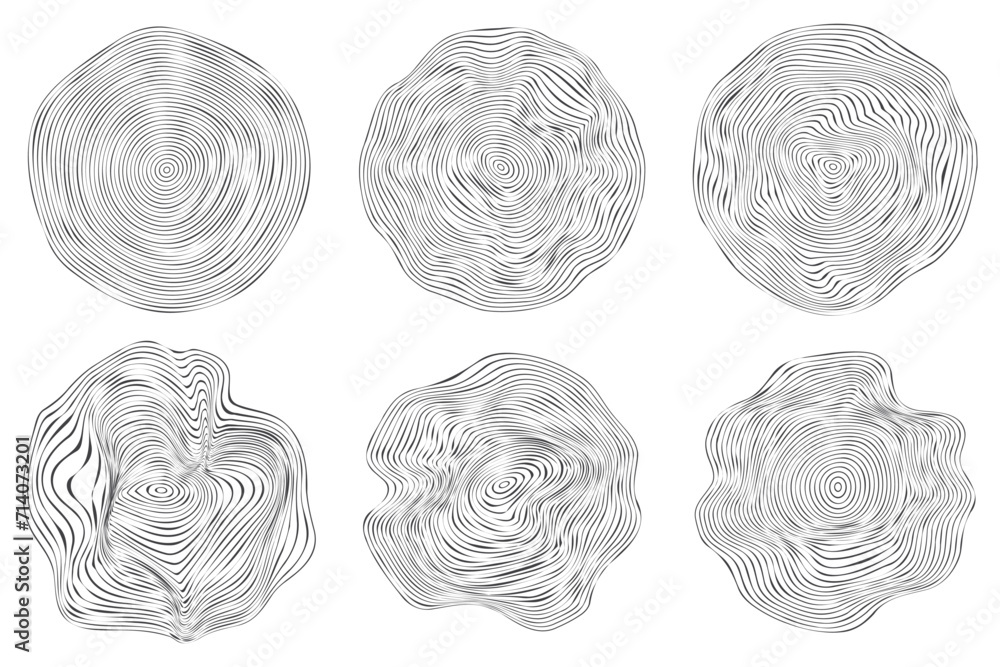 Wooden topography circles. Wood organic slice line design. Line ripple ...