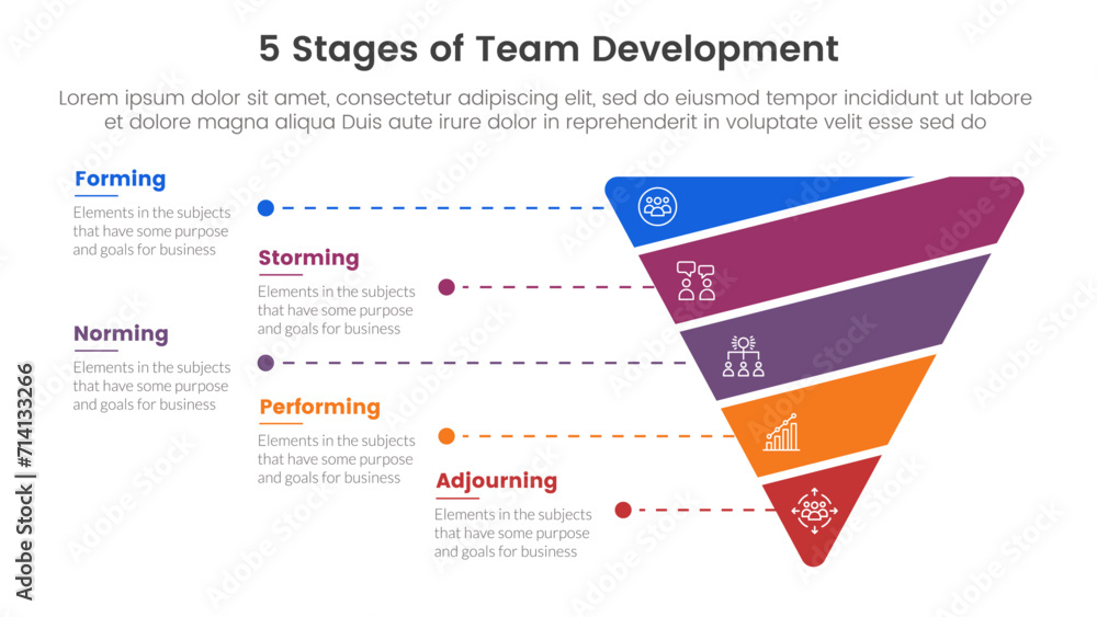5 stages team development model framework infographic 5 point stage ...
