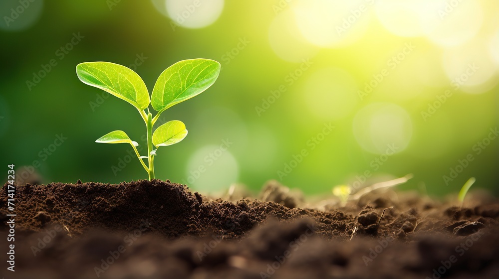 Young plants growing from the ground, Planting young plant seeds in the ...