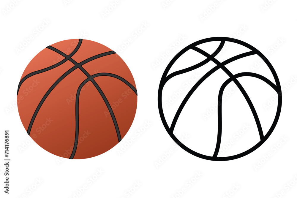 Realistic Basketball Icon Clipart in Flat vector illustration. Stock ...