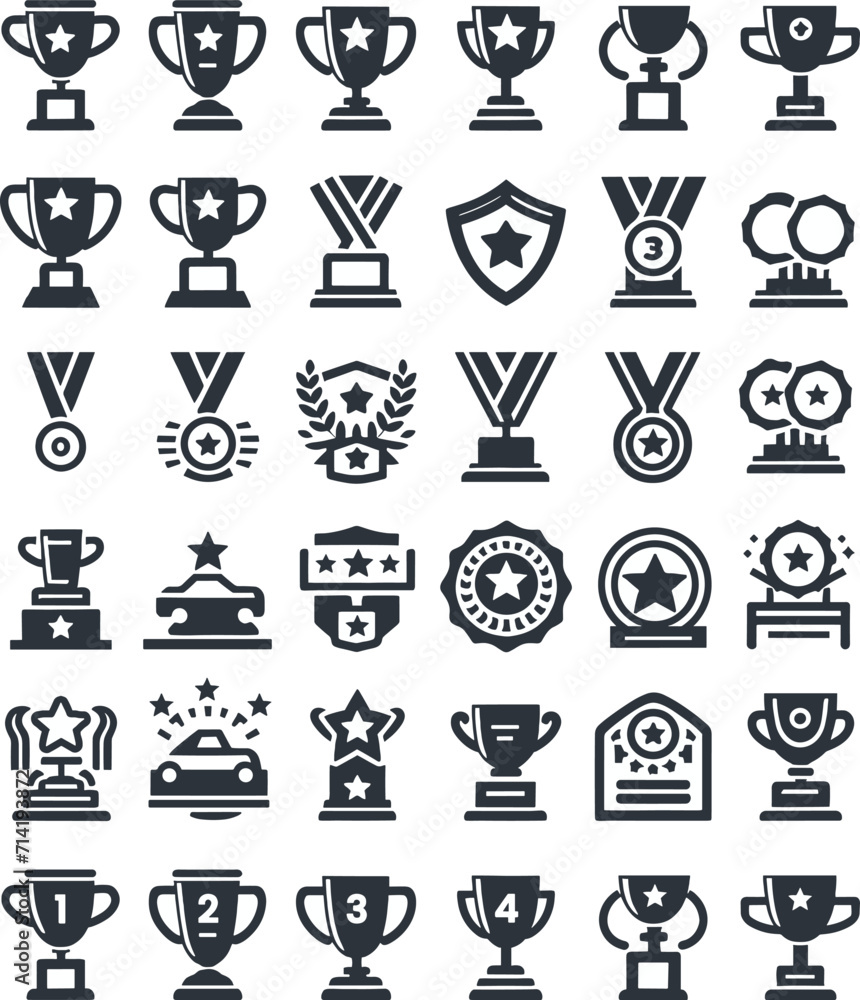 Vektor Award & Trophy cup icon set. Winning icons collection. Award ...