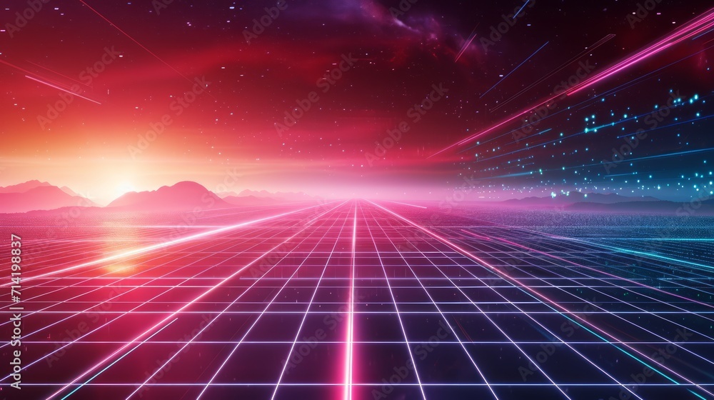 80s Retro Sci-Fi Background, Universe Retro Futuristic 80's Background ...