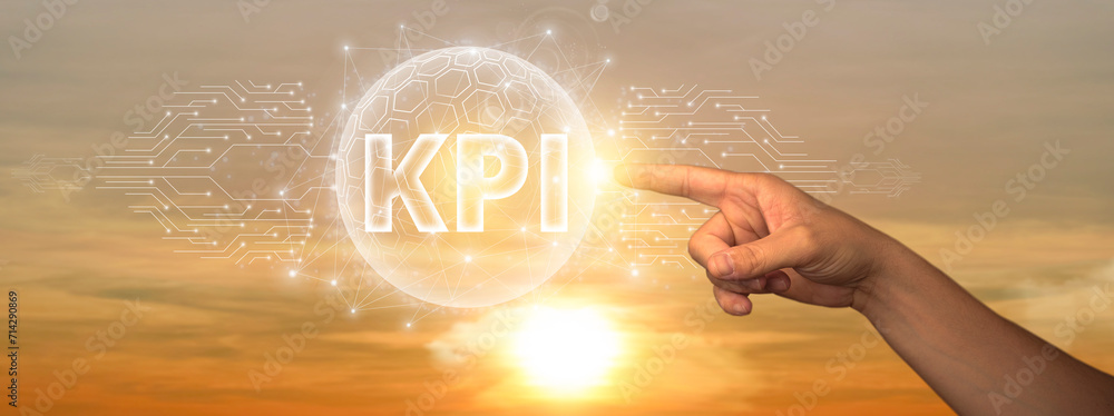 KPI: Man Touching Global Network and Data Connection on Space ...
