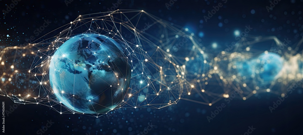 World globe with connected dots symbolizing global connection ...