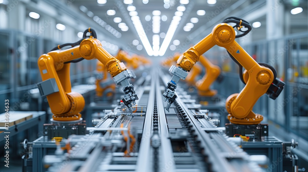 Mechanized industry robot and robotic arms for assembly in factory ...