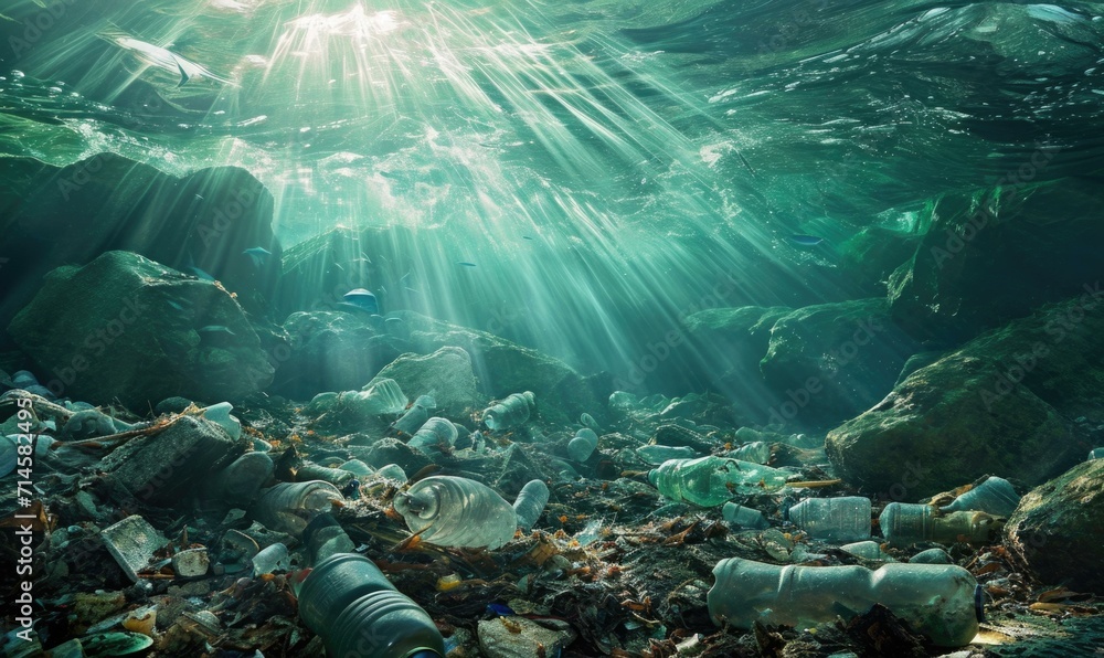 An underwater scene showcasing the impact of improved recycling ...