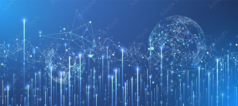 Futuristic technology background. Plexus structure business presentation, big data network ...