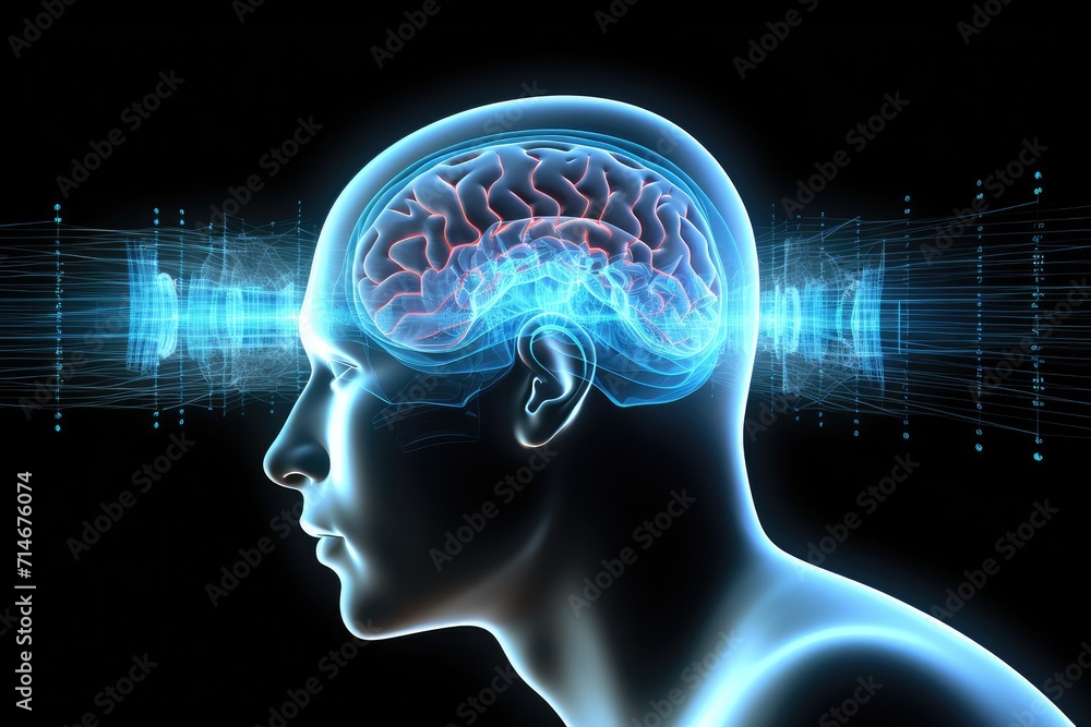 Colored brain neuron mind precision, Stereotactic human axon ...