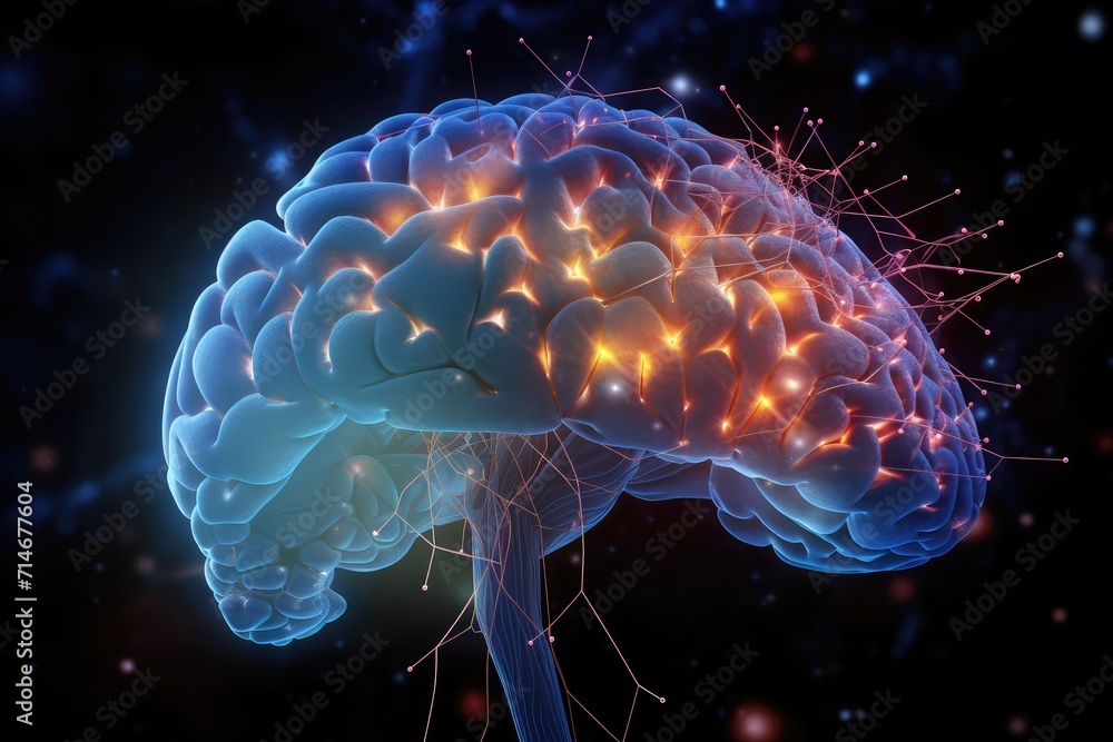 Ilustración de Stock Colorful Human brain sponge, cognitive mental soak ...