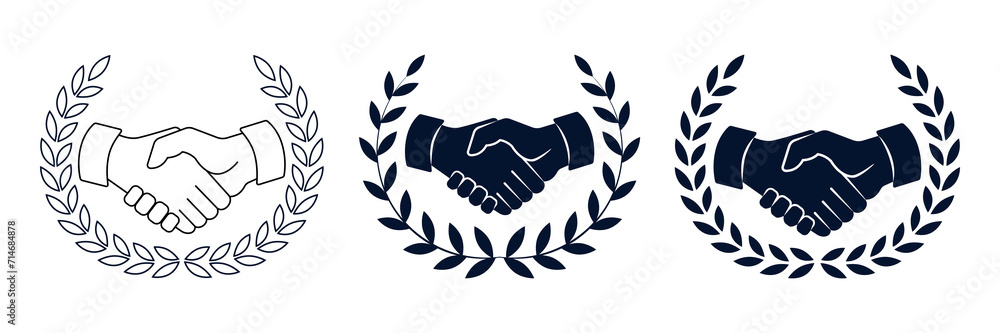 Icon logo, handshake emblem. The concept of concluding a deal ...