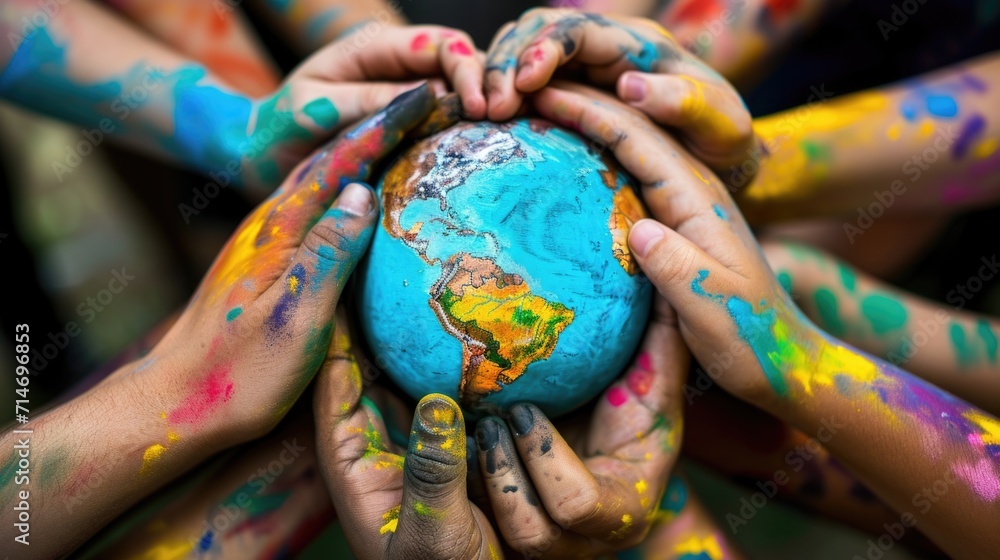 Conceptual peace and cultural diversity symbol of multiracial hands ...