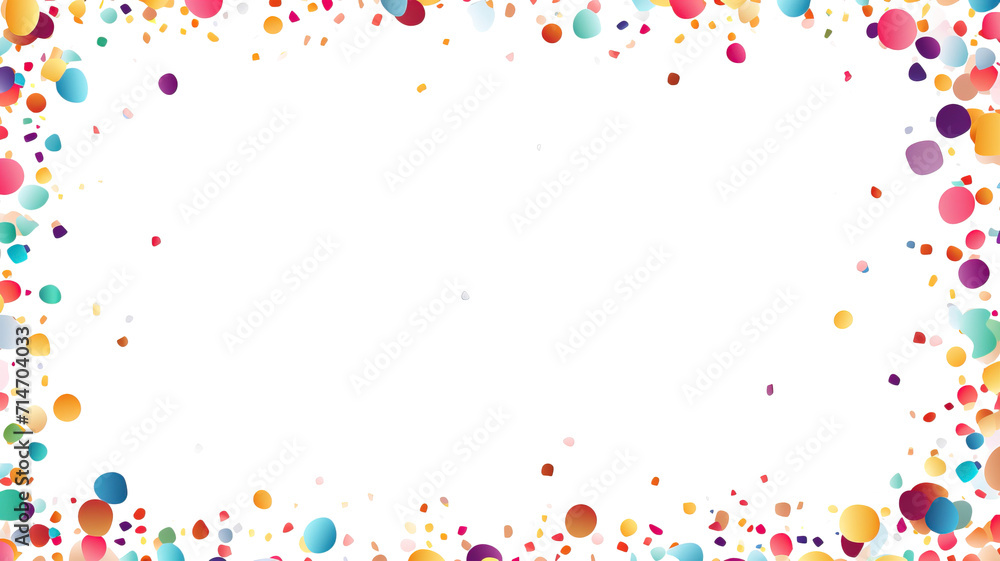 Colorful confetti border frame repeat pattern isolated on transparent background. PNG Stock ...