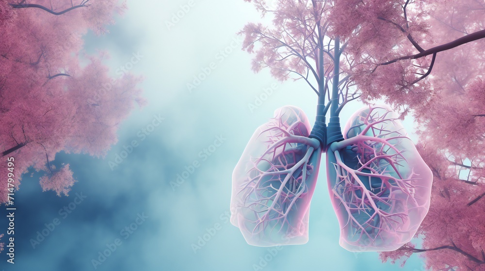 n immersive 3D environment representing the respiratory system, with ...