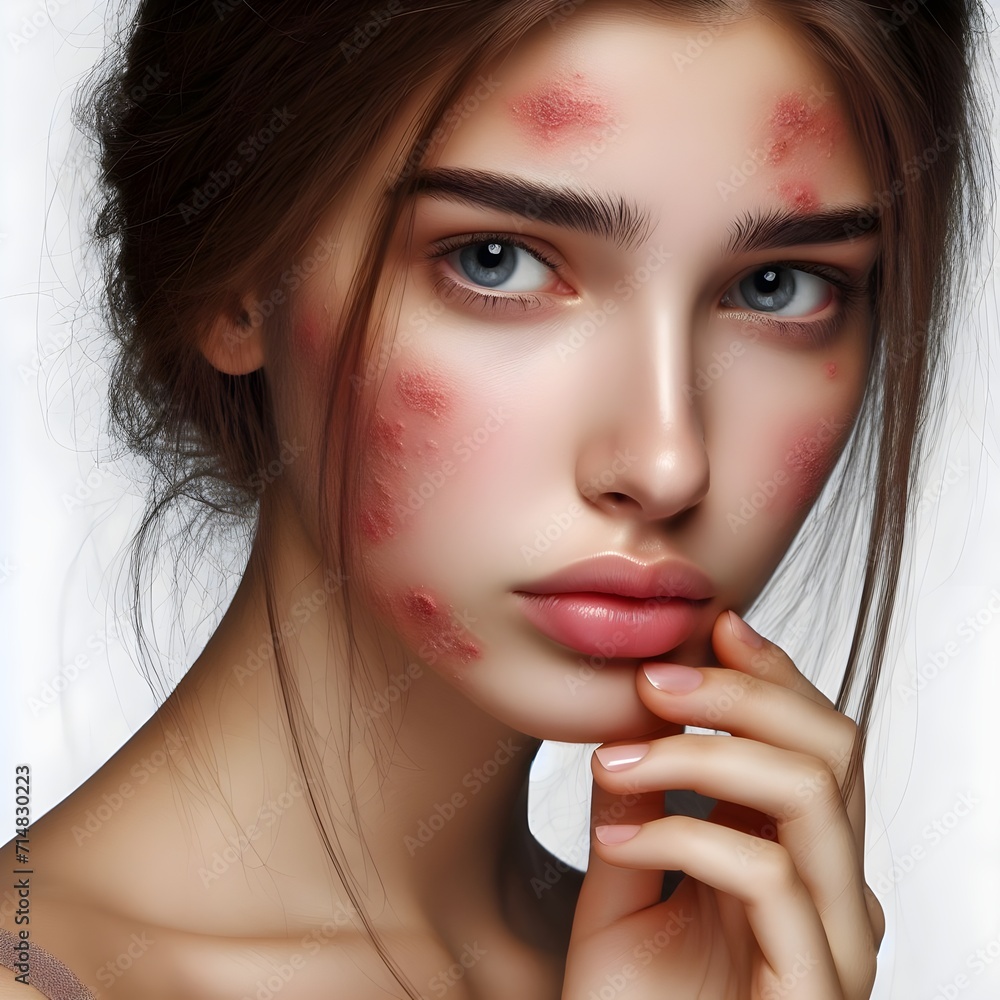 Beautiful young woman with chapped, dry and inflamed skin. Concept of ...