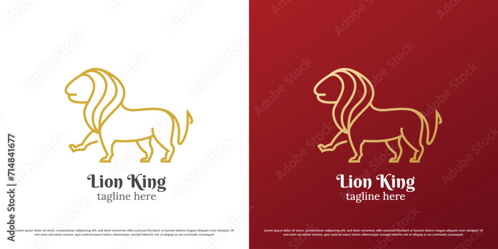 Vector de Stock Jungle lion logo design illustration. Line silhouette ...