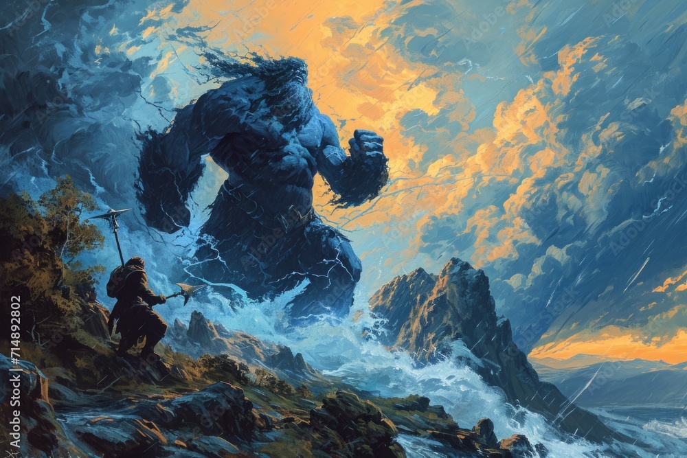 Majestic storm giants, wielding thunderbolts and commanding the forces ...