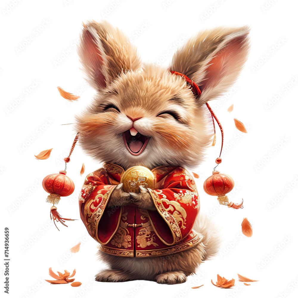 Illustration Stock Cute Watercolor Chinese New Year Bunny Clipart PNG ...
