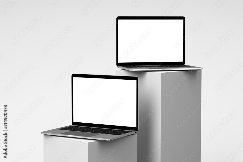 Realistic laptop blank screen mockup Stock Illustration | Adobe Stock