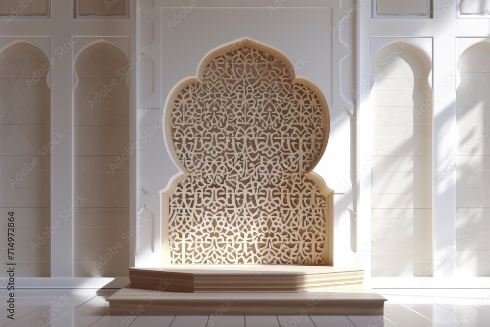 Podium with Islamic arches and patterns, providing a sophisticated ...