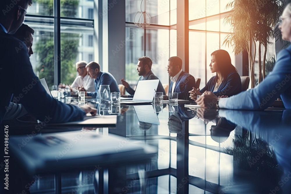 group of businessmen sitting by table working collaborative. teamwork ...
