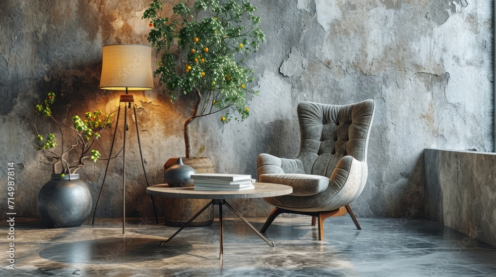 beautiful interior design furniture with mockup poster artwork with ...