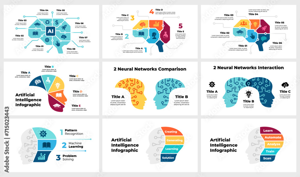 Artificial Intelligence Infographic. Machine Digital Knowledge. Deep ...