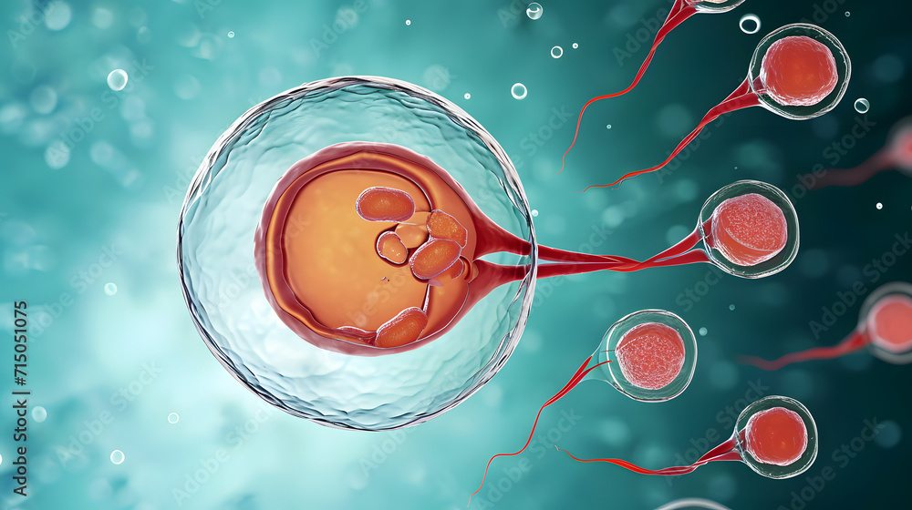 Embryo development. Secondary oocyte ovulation, fertilization an Stock ...