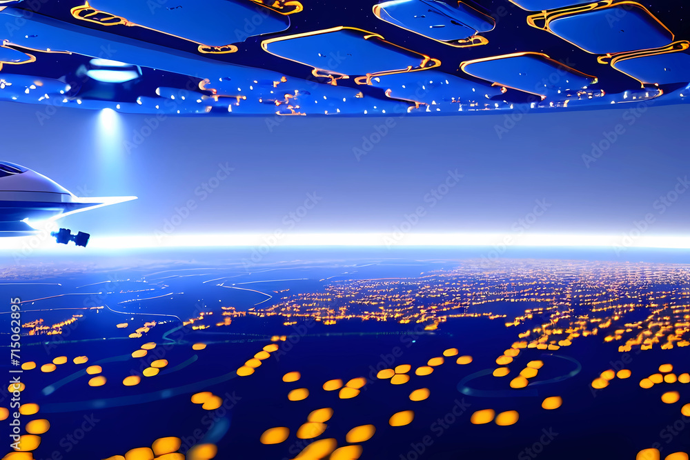 Robots and artificial intelligence of the future. Spaceship interior ...