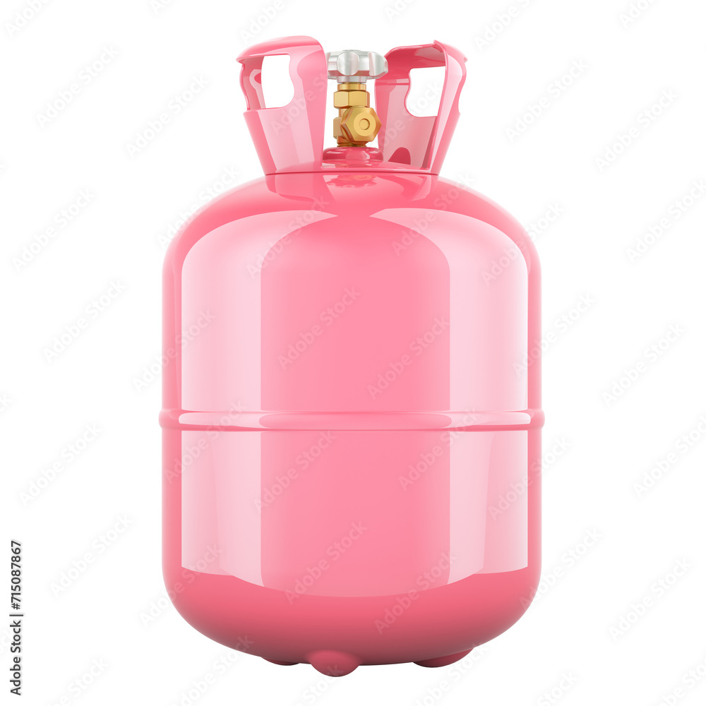 Pink gas cylinder, 3D rendering isolated on transparent background ...