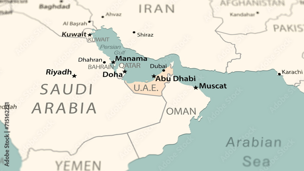 UAE on the world map. Stock Illustration | Adobe Stock