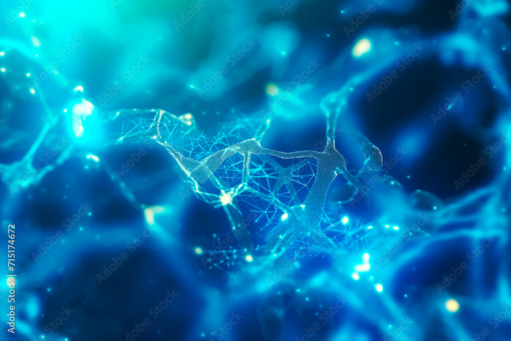 Futuristic blue-hued nano tech concept with glowing lattice-like ...